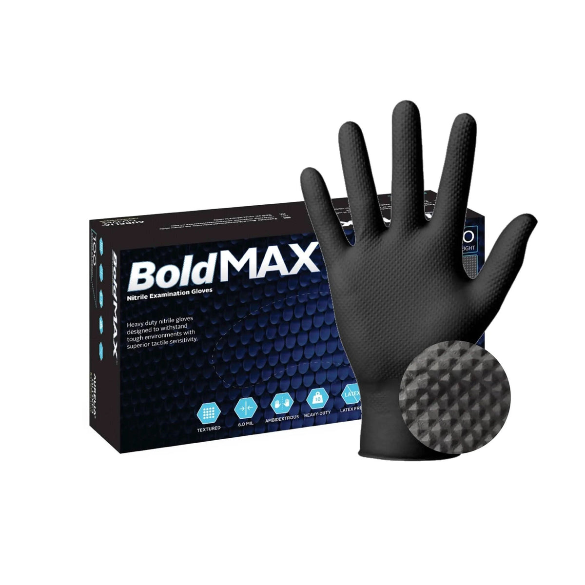 Aurelia BoldMax 8 Mil Black Nitrile Powder-Free Gloves (MG-SBM28BF ...